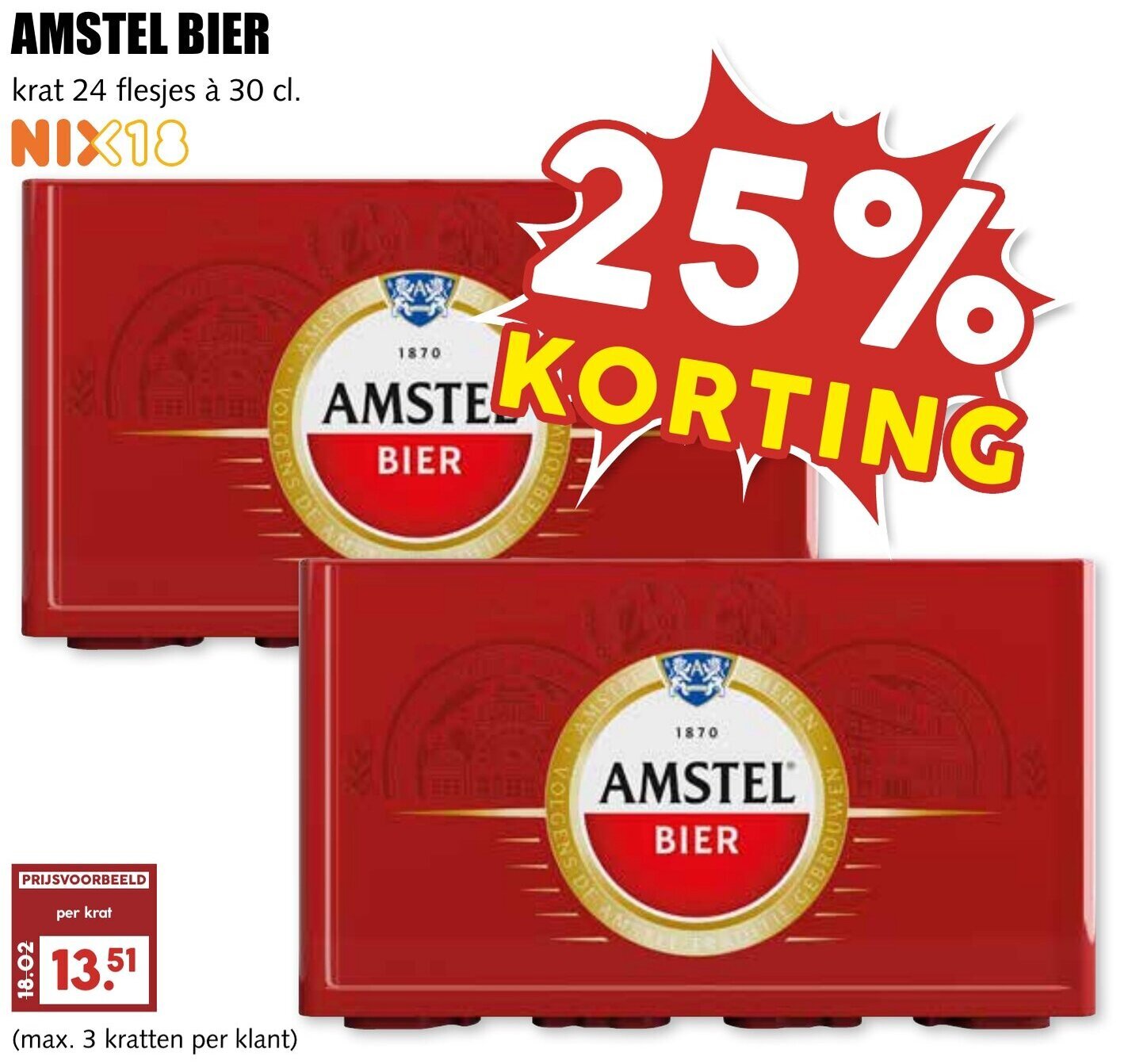 AMSTEL BIER krat 24 flesjes à 30 cl. aanbieding bij De Boerenschuur