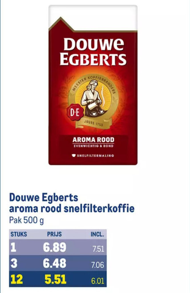 Douwe Egberts aroma rood snelfilterkoffie aanbieding bij Makro