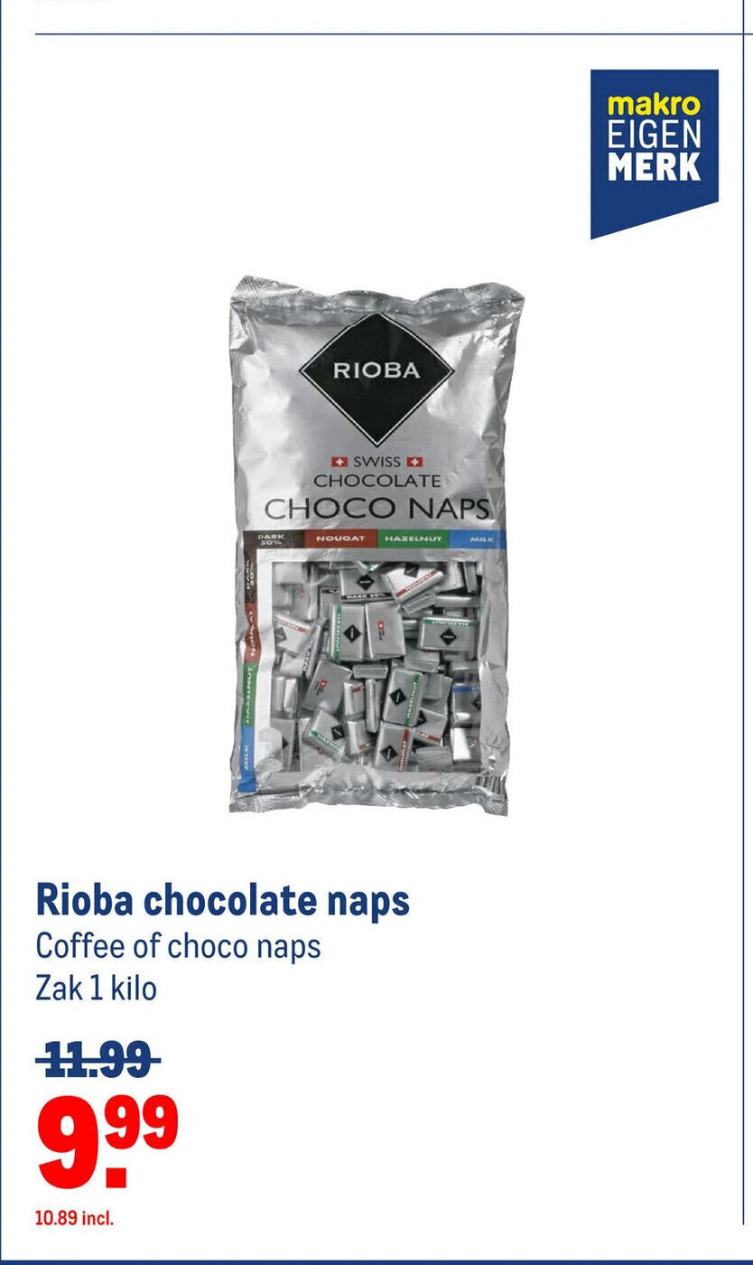 Rioba chocolate naps aanbieding bij Makro