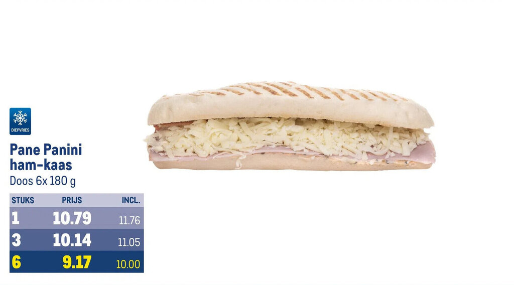 Pane Panini ham-kaas aanbieding bij Makro