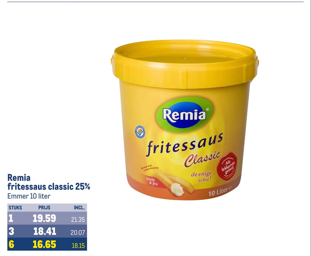 Remia fritessaus classic 25% aanbieding bij Makro