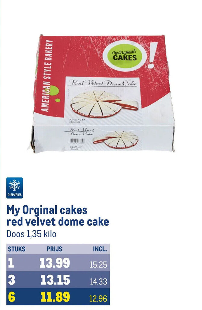 My Orginal cakes red velvet dome cake aanbieding bij Makro