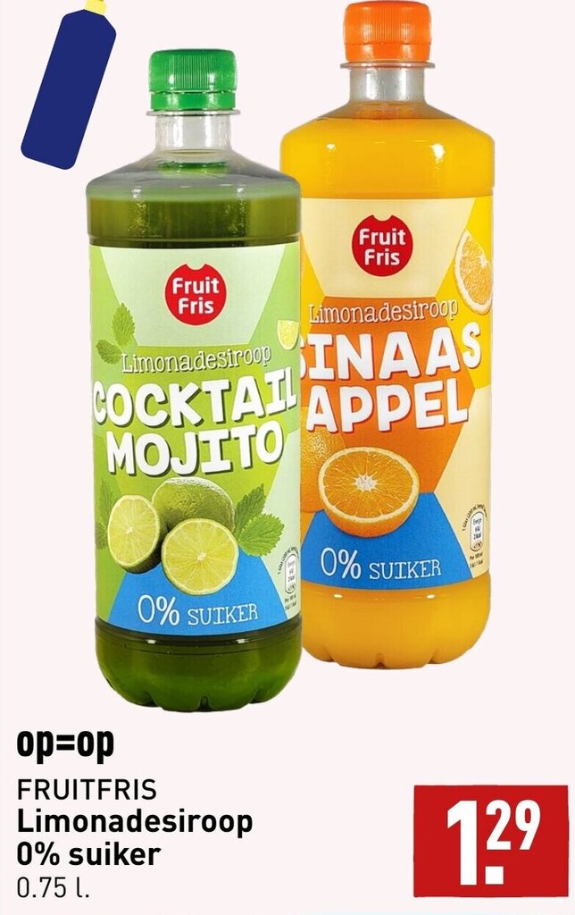 FRUITFRIS Limonadesiroop 0% suiker aanbieding bij ALDI