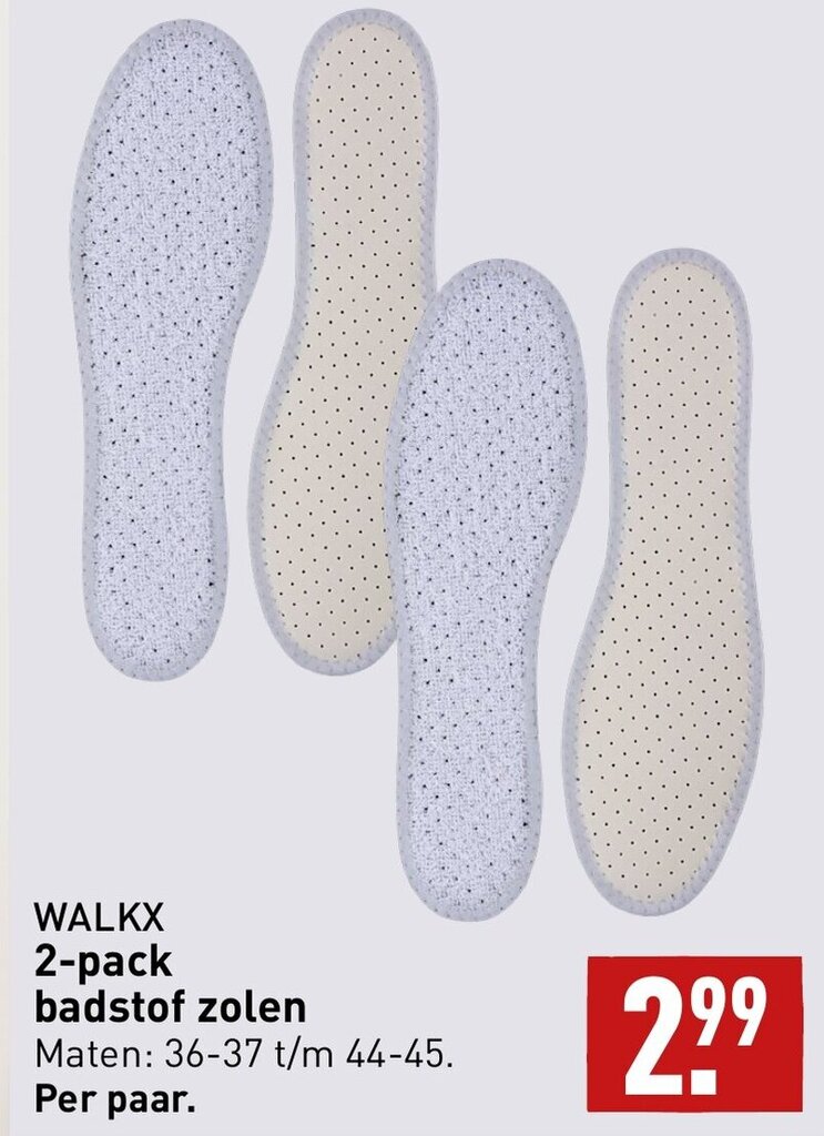 WALKX 2-pack badstof zolen aanbieding bij ALDI