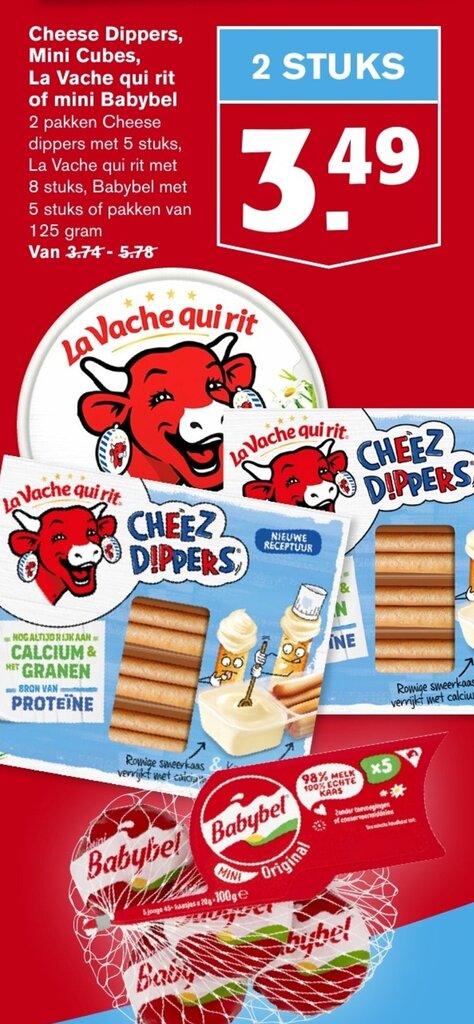 Cheese Dippers, Mini Cubes, La Vache qui rit of mini Babybel 2 pakken ...