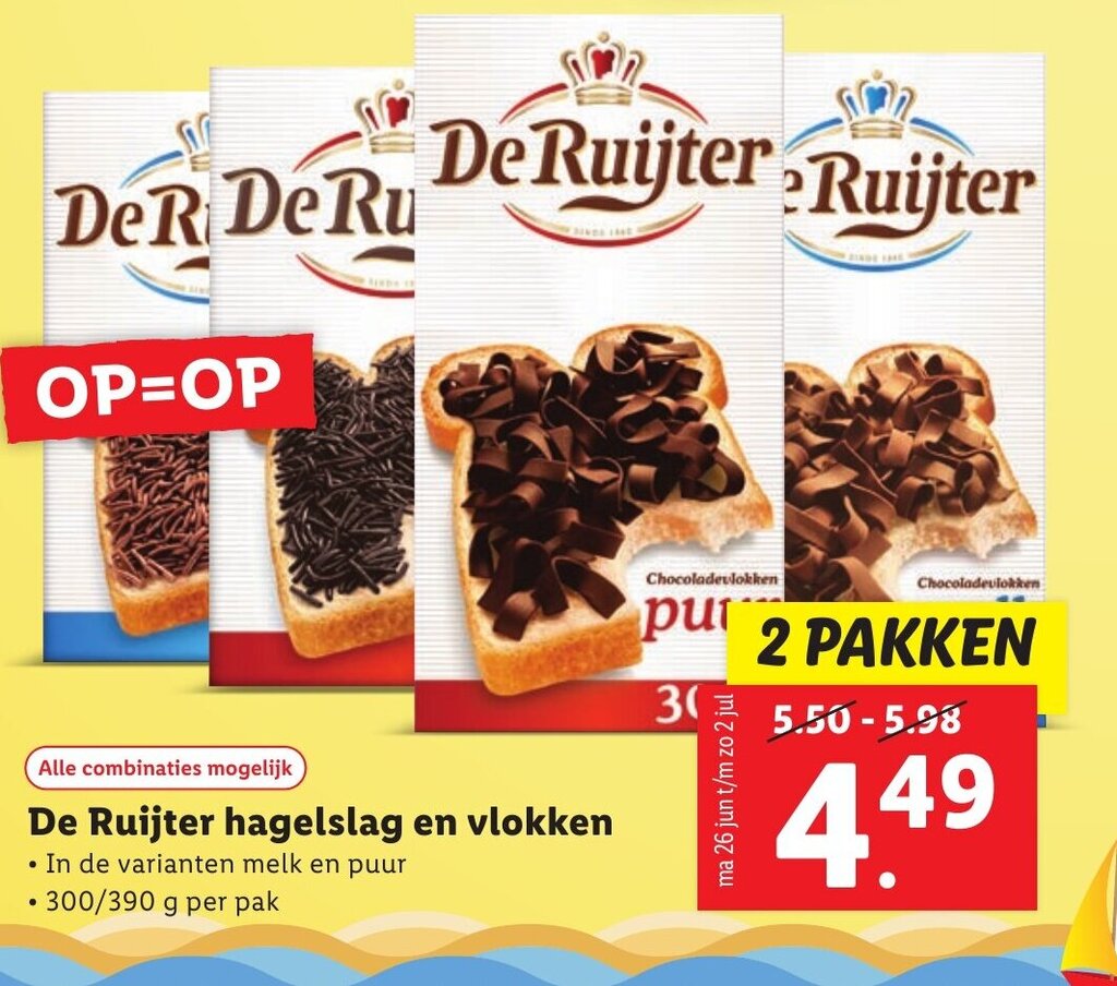 De Ruijter hagelslag en vlokken aanbieding bij Lidl