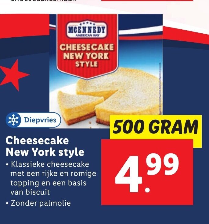 Cheesecake New York style aanbieding bij Lidl