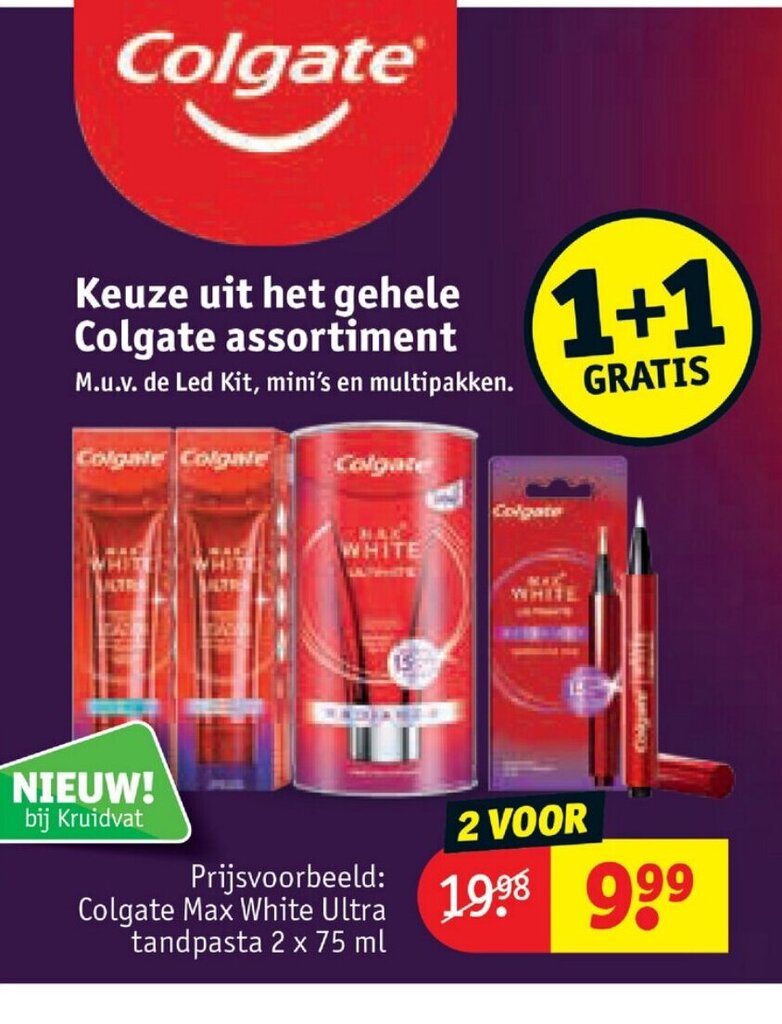 Colgate Max White Ultra tandpasta 2 x 75 ml aanbieding bij Kruidvat