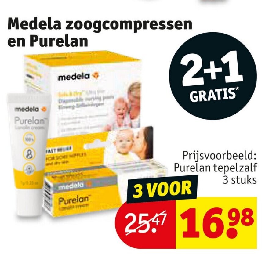 Medela zoogcompressen en Purelan aanbieding bij Kruidvat