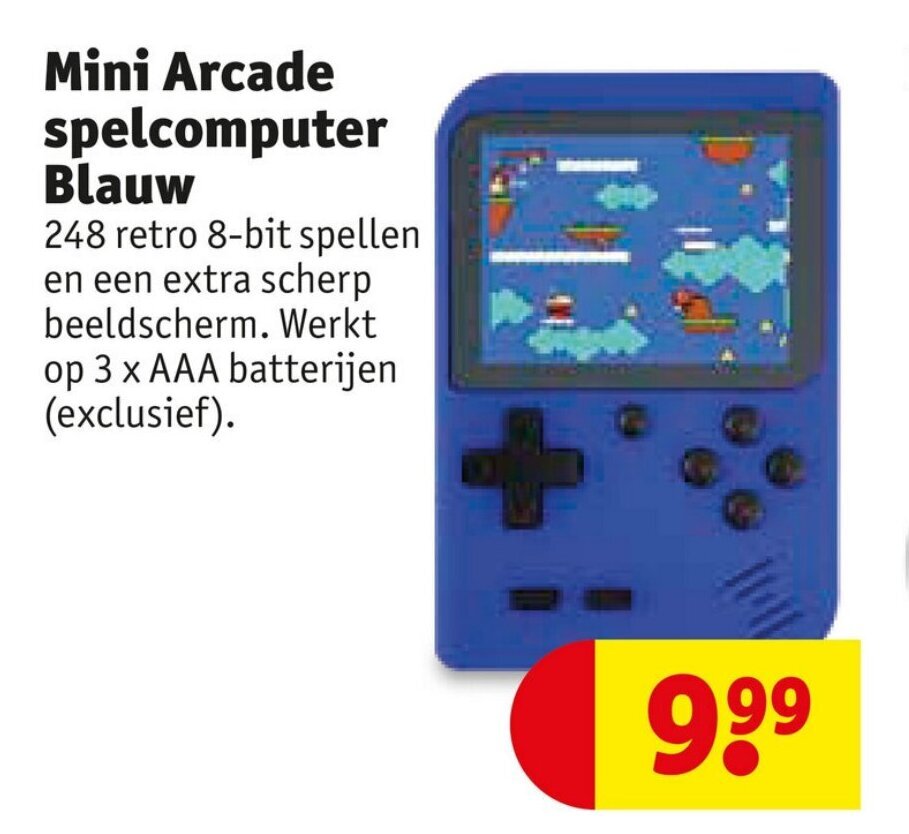 Mini Arcade spelcomputer Blauw aanbieding bij Kruidvat