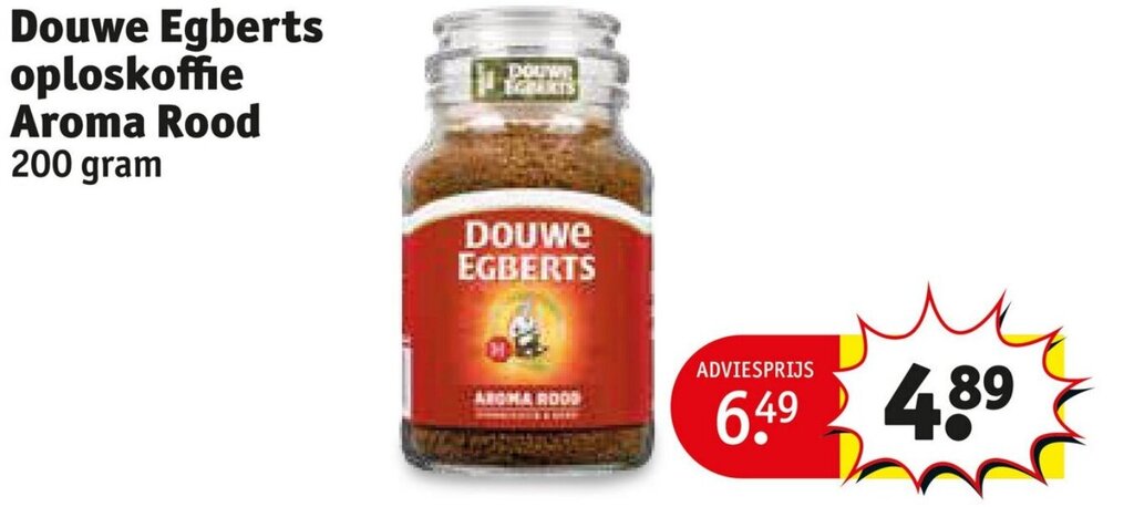 Douwe Egberts oploskoffie Aroma Rood 200 gram aanbieding bij Kruidvat Douwe Egberts oploskoffie Aroma Rood 200 gram aanbieding bij Kruidvat