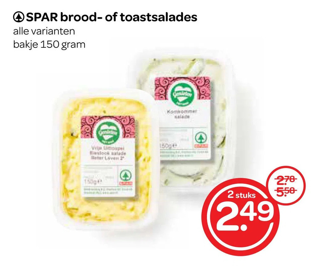 Spar brood- of toastsalades aanbieding bij Spar