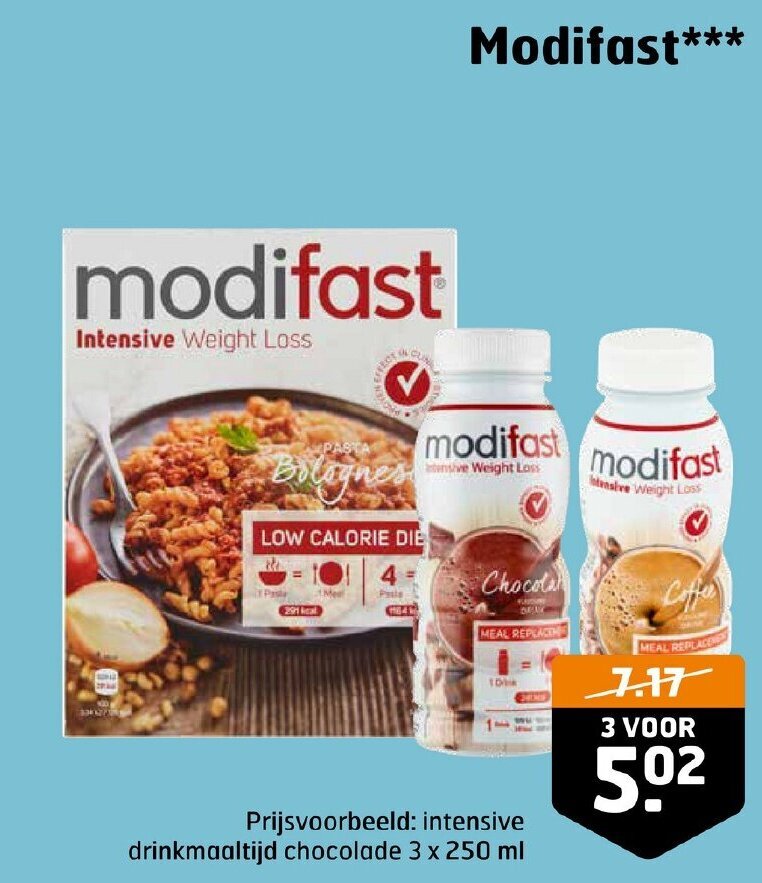 Modifast*** Prijsvoorbeeld: intensive drinkmaaltijd chocolade 3 x 250 ...