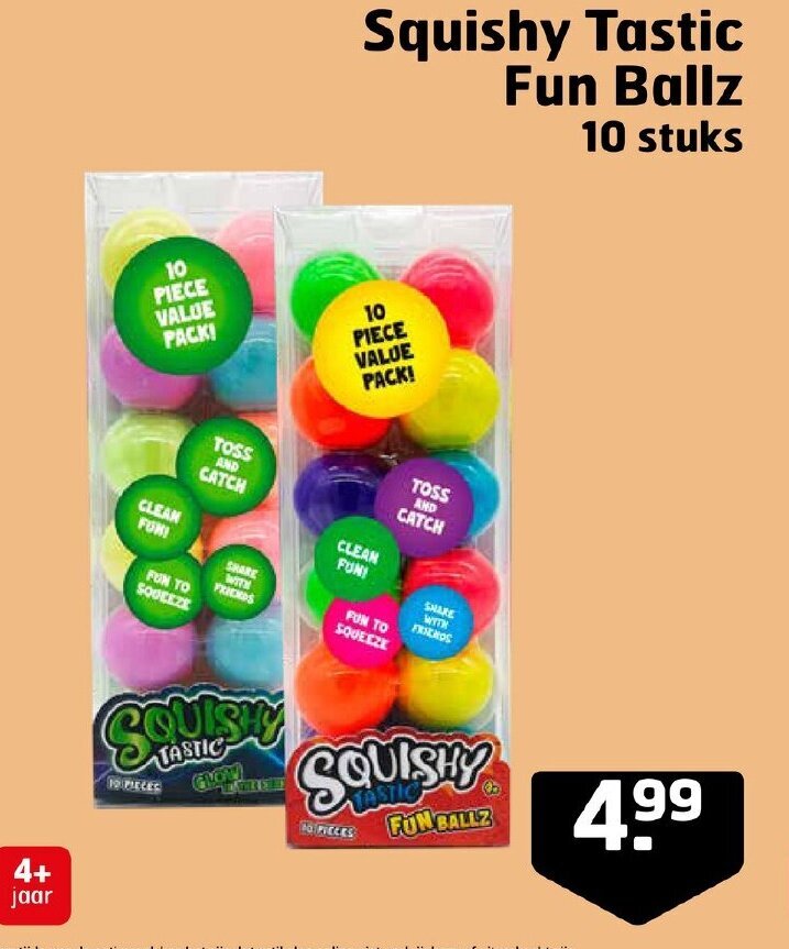 Squishy Tastic Fun Ballz 10 stuks aanbieding bij Trekpleister