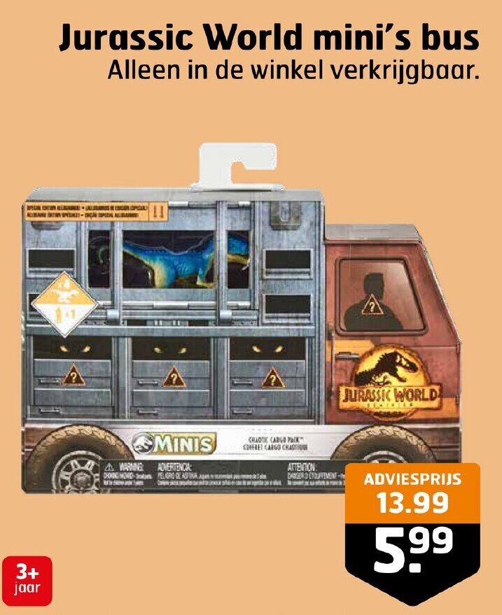 Jurassic World mini's bus aanbieding bij Trekpleister
