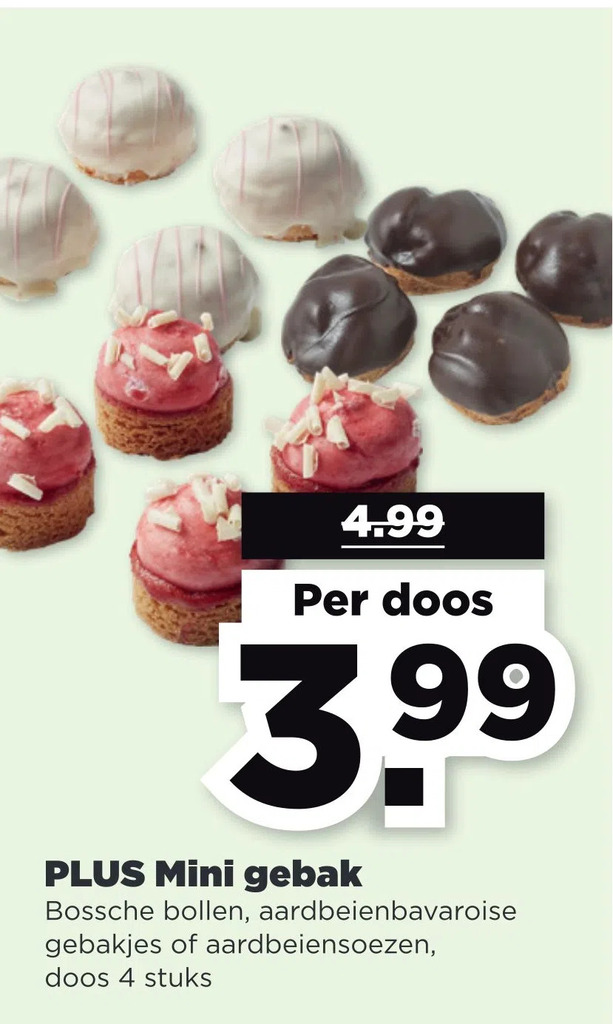Plus mini gebak aanbieding bij PLUS