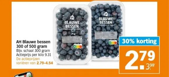 Blauwe bessen aanbieding bij Albert Heijn