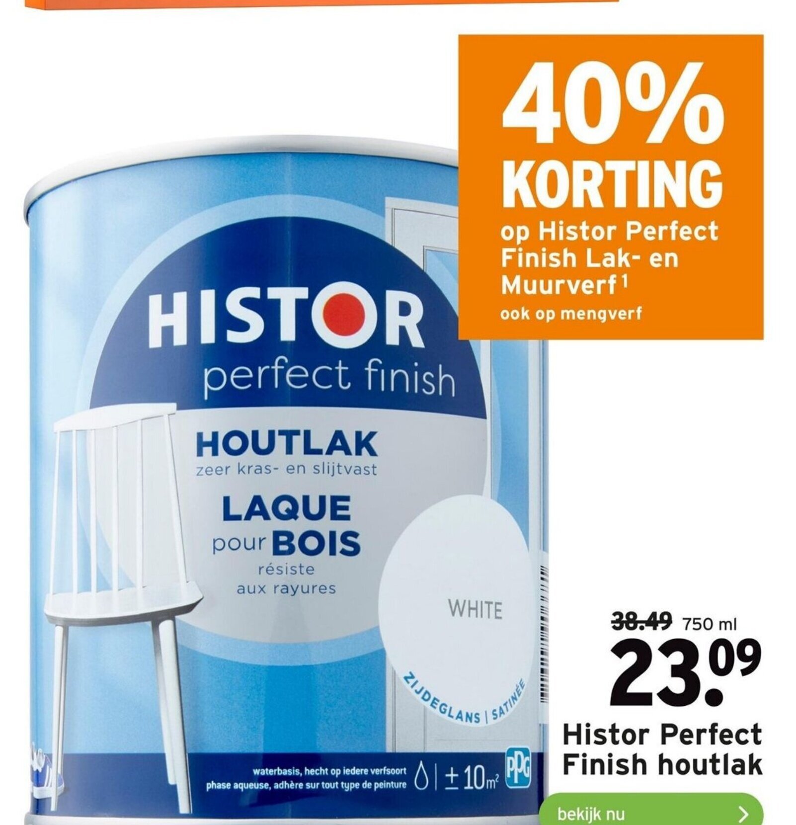 Histor Perfect Finish houtlak 750 ml aanbieding bij GAMMA