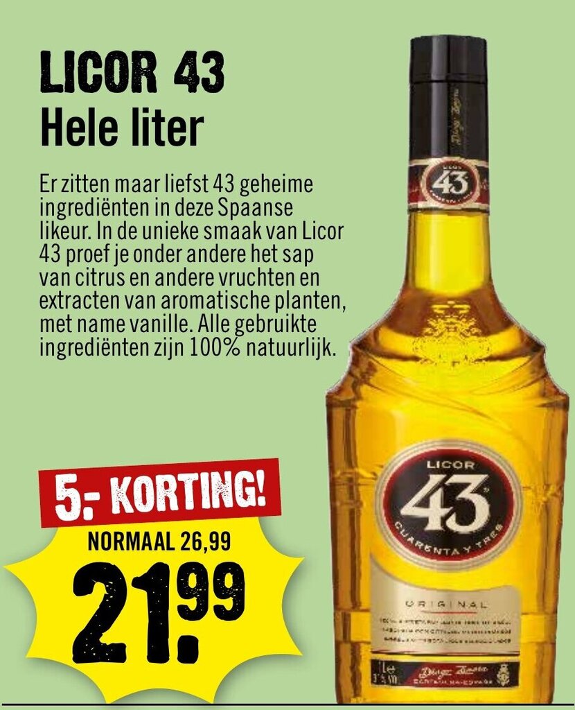 LICOR 43 Hele liter aanbieding bij Dirck 3