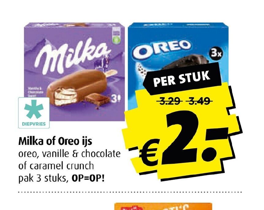 Milka of Oreo ijs oreo, vanille & chocolate of caramel crunch ...
