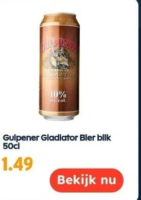 Gulpener gladiator bier blik 50cl aanbieding bij Ochama