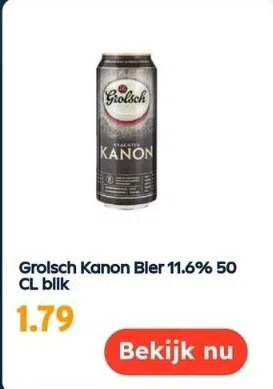 Grolsch kanon bier 11.6% 50 cl blik aanbieding bij Ochama