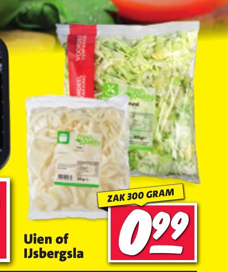 Uien of IJsbergsla ZAK 300 GRAM aanbieding bij Nettorama