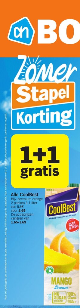 Premium orange 2 pakken à 1 liter aanbieding bij Albert Heijn