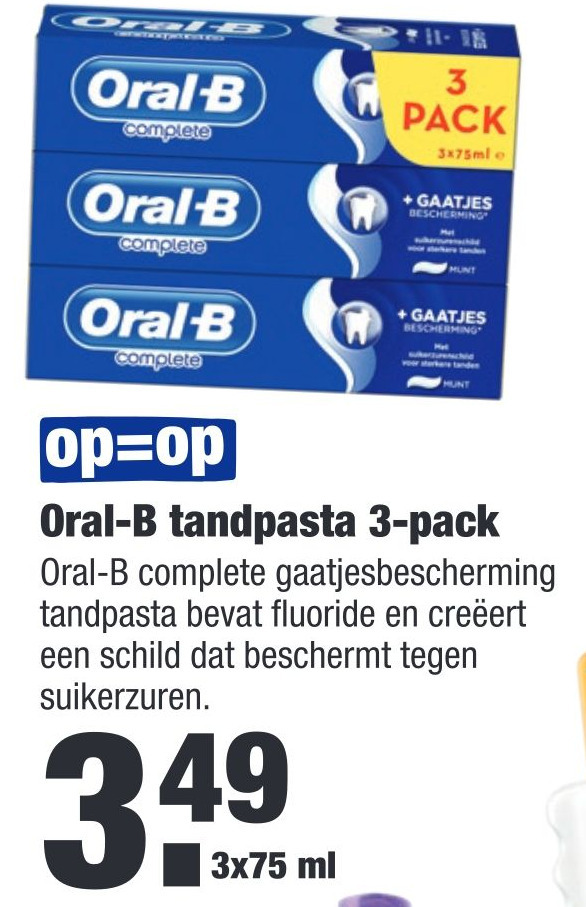 Oral-B tandpasta 3-pack aanbieding bij ALDI