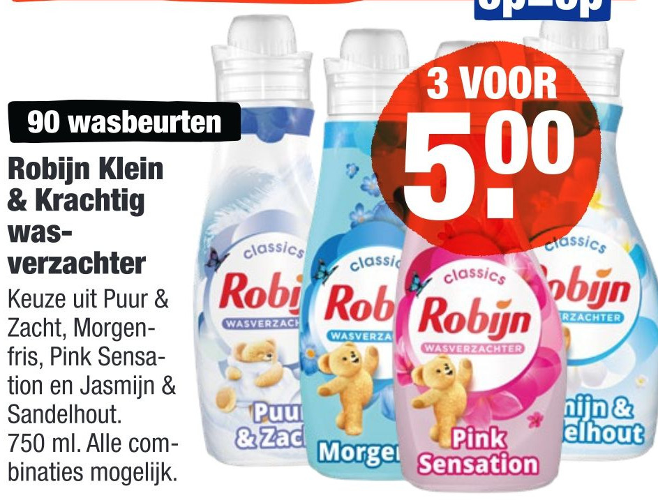 Robijn Klein & Krachtig was- verzachter aanbieding bij ALDI