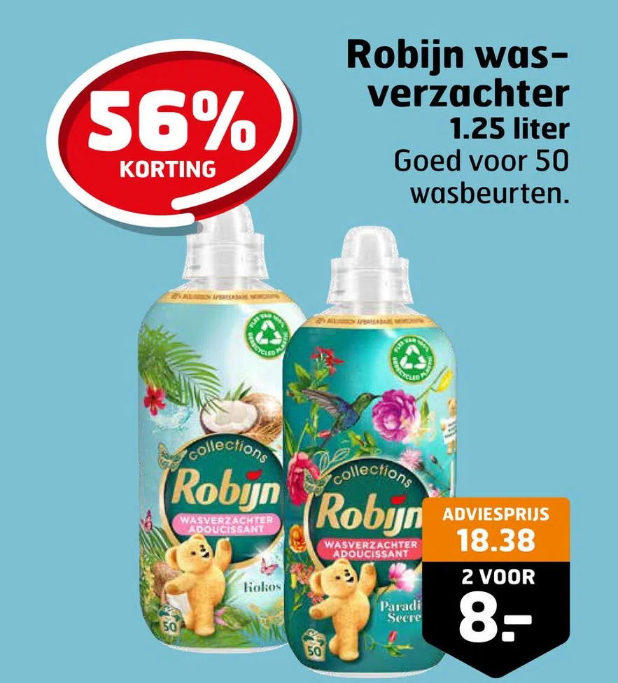 Robijn wasverzachter aanbieding bij Trekpleister