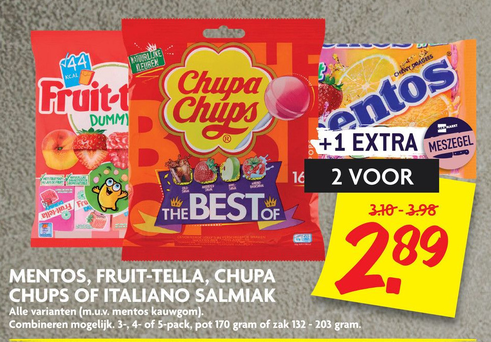 Mentos, Fruit-Tella, Chupa Chups Of Italiano Salmiak aanbieding bij ...
