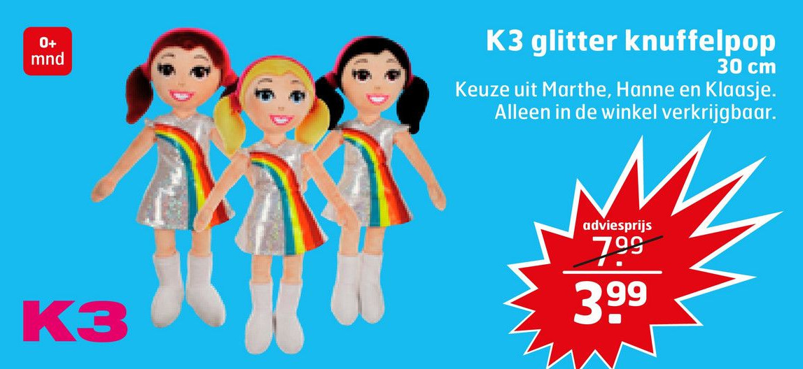 K3 glitter knuffelpop aanbieding bij Trekpleister