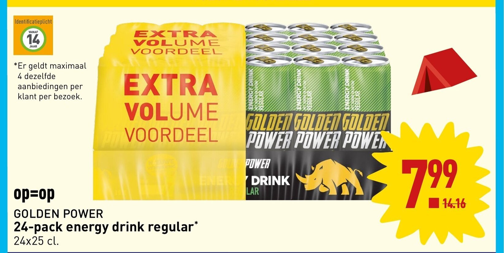 GOLDEN POWER 24-pack energy drink regular aanbieding bij ALDI