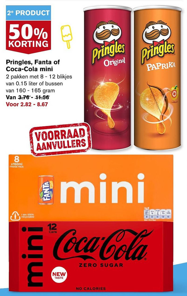Pringles, Fanta of Coca-Cola mini aanbieding bij Hoogvliet