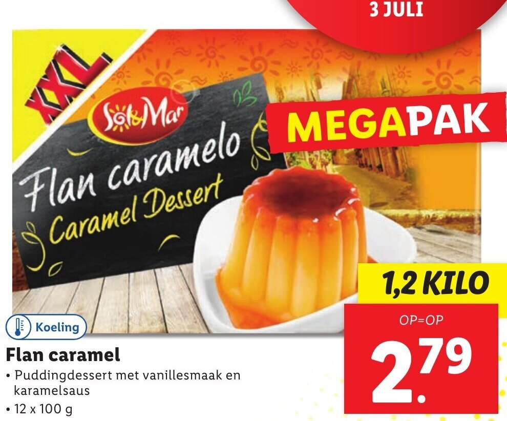 Flan caramelo MEGAPAK 12x100g aanbieding bij Lidl