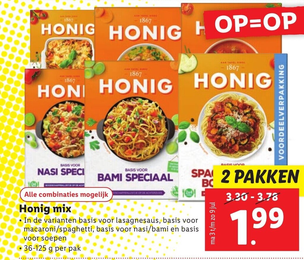 Honig mix 36-125 g per pak aanbieding bij Lidl