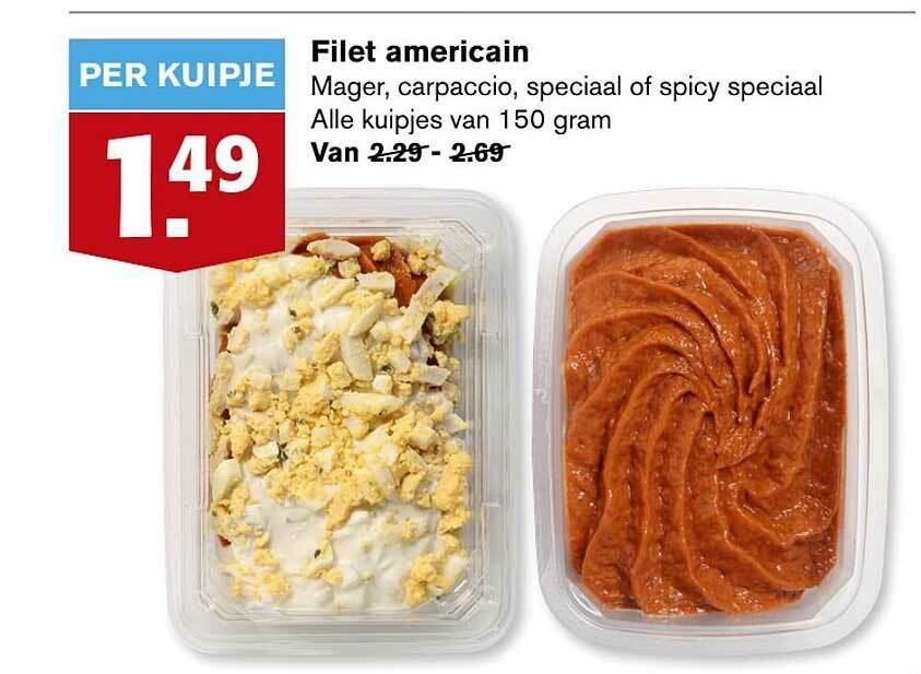 Filet Americain Mager, Carpaccio, Speciaal Of Spicy Speciaal aanbieding ...