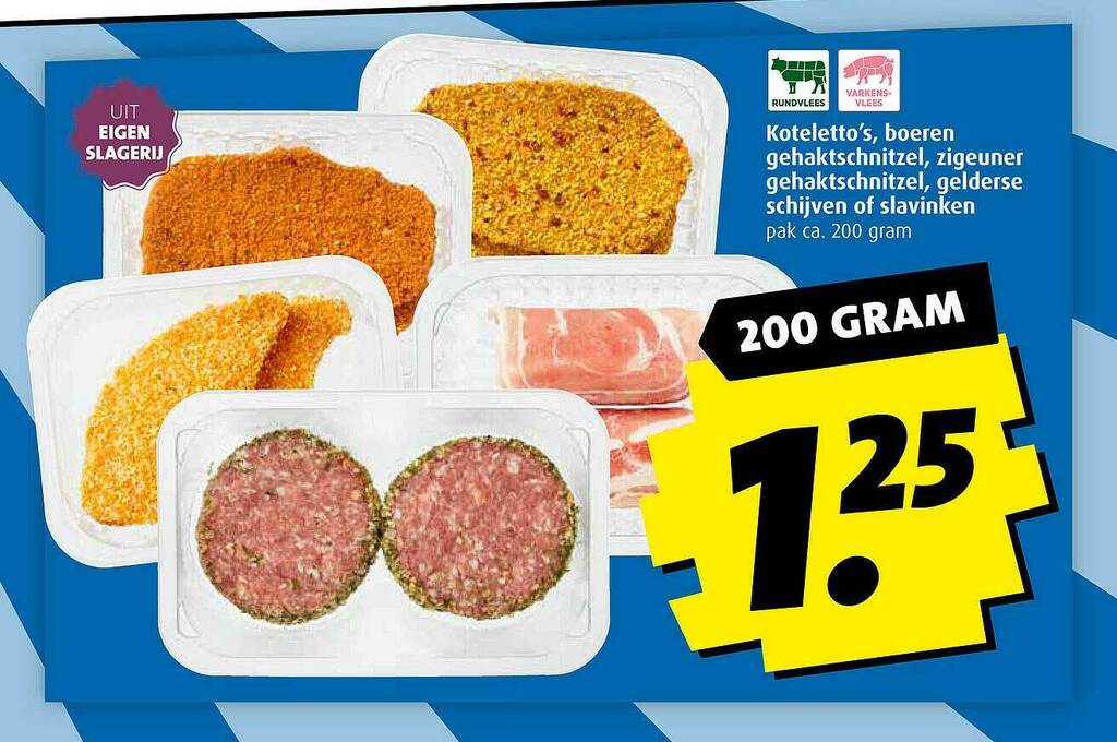 Koteletto's, Boeren Gehaktschnitzel, Zigeuner Gehaktschnitzel, Gelderse ...