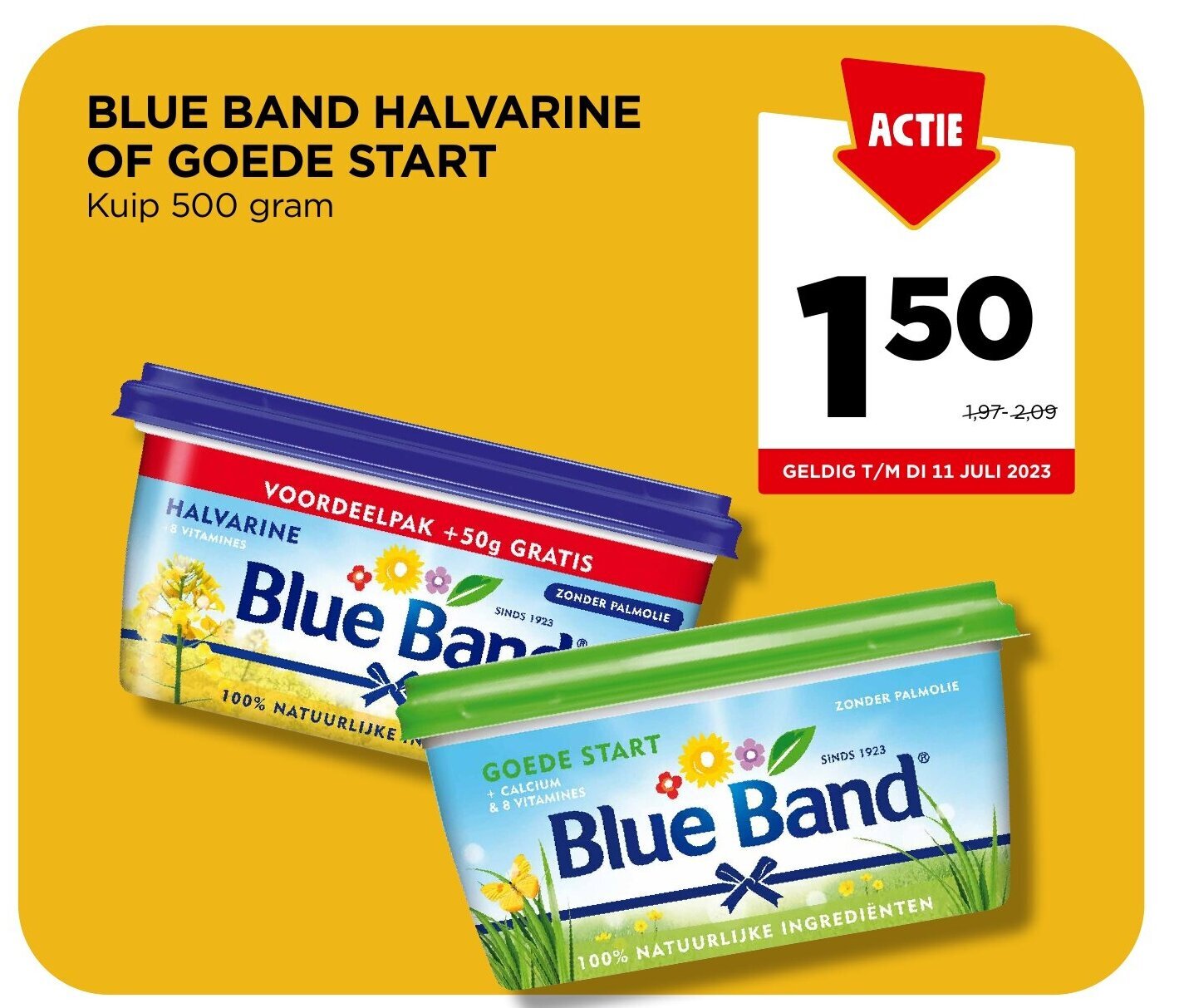 BLUE BAND HALVARINE OF GOEDE START Kuip 500 gram aanbieding bij Jumbo