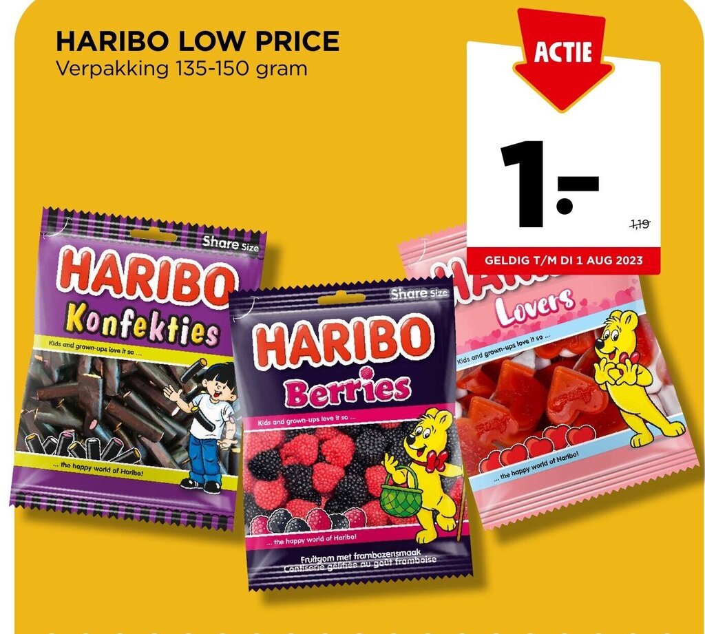 HARIBO LOW PRICE Verpakking 135-150 gram aanbieding bij Jumbo