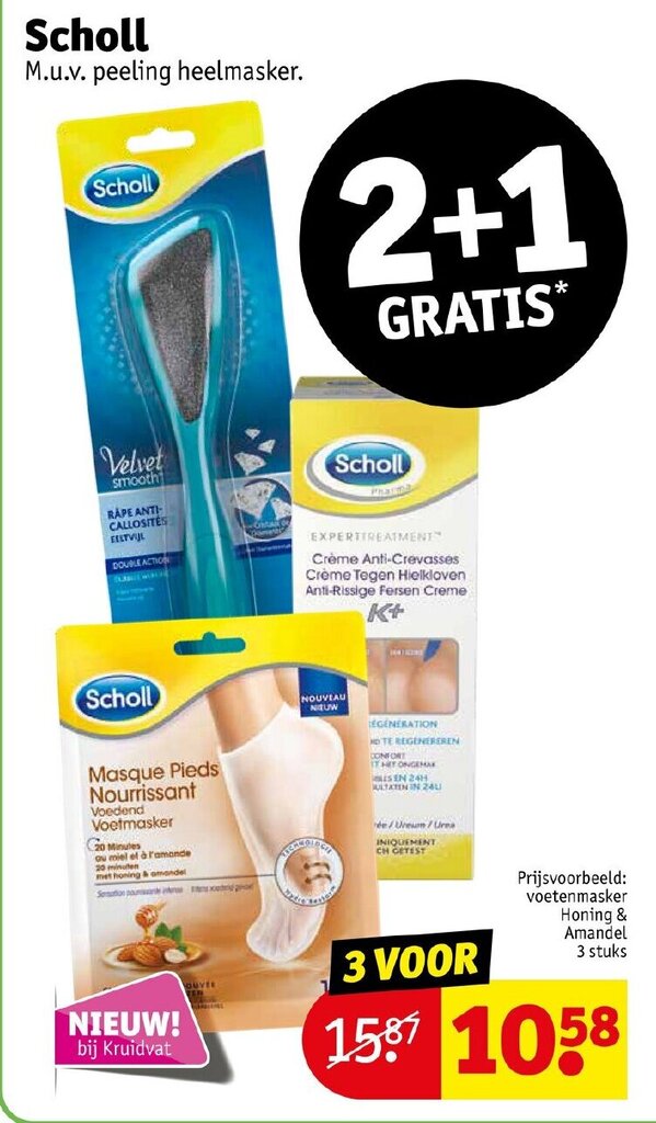 Scholl M.u.v. peeling heelmasker. 2+1 GRATIS aanbieding bij Kruidvat