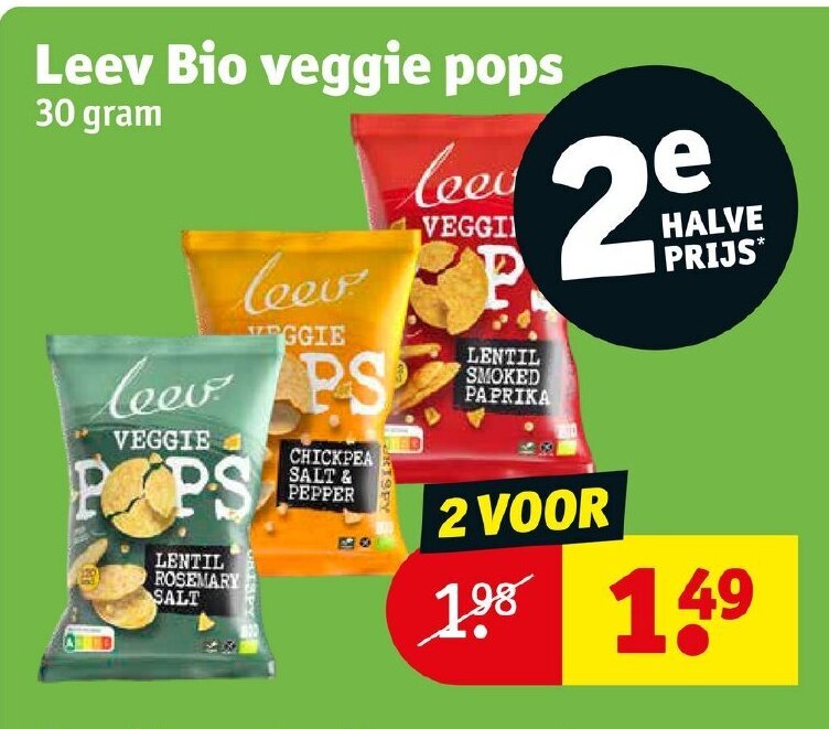 Leev Bio veggie pops 30 gram aanbieding bij Kruidvat