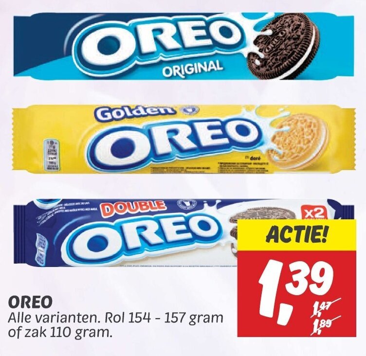 OREO Alle varianten. Rol 154 - 157 gram of zak 110 gram. aanbieding bij ...