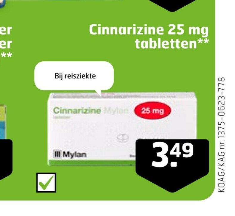 Cinnarizine 25 mg tabletten** aanbieding bij Trekpleister