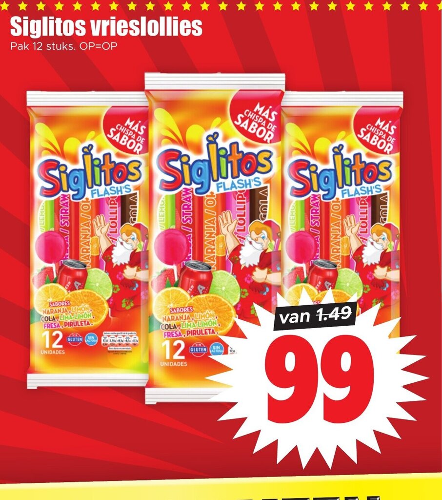 Siglitos vrieslollies Pak 12 stuks. aanbieding bij Dirk