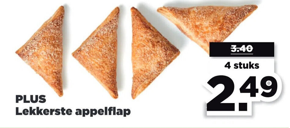 PLUS Lekkerste appelflap 4 stuks aanbieding bij PLUS
