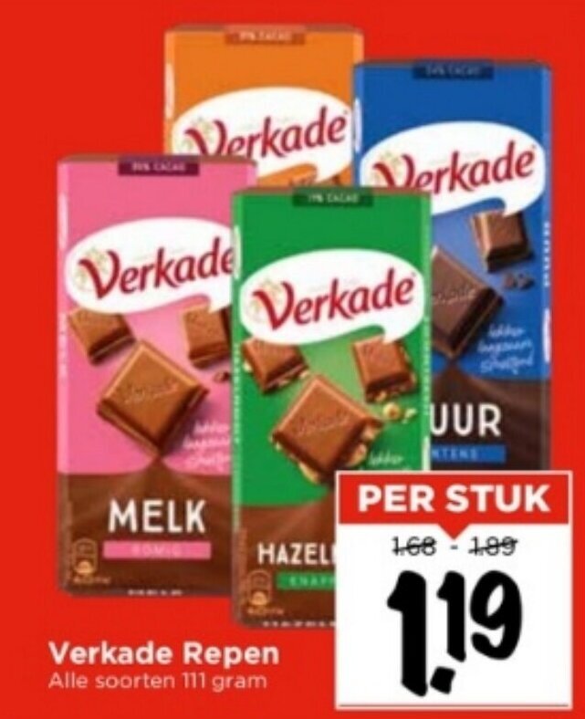 Verkade Repen 111 gram aanbieding bij Vomar