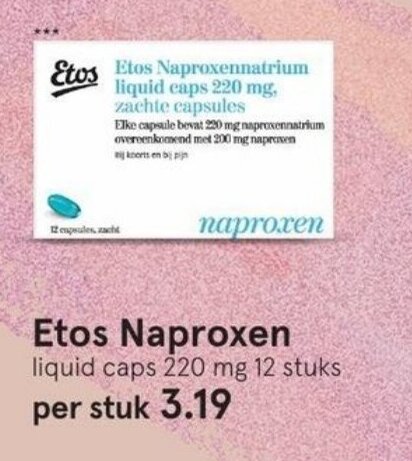 Etos Naproxen liquid caps 220 mg 12 stuks aanbieding bij Etos