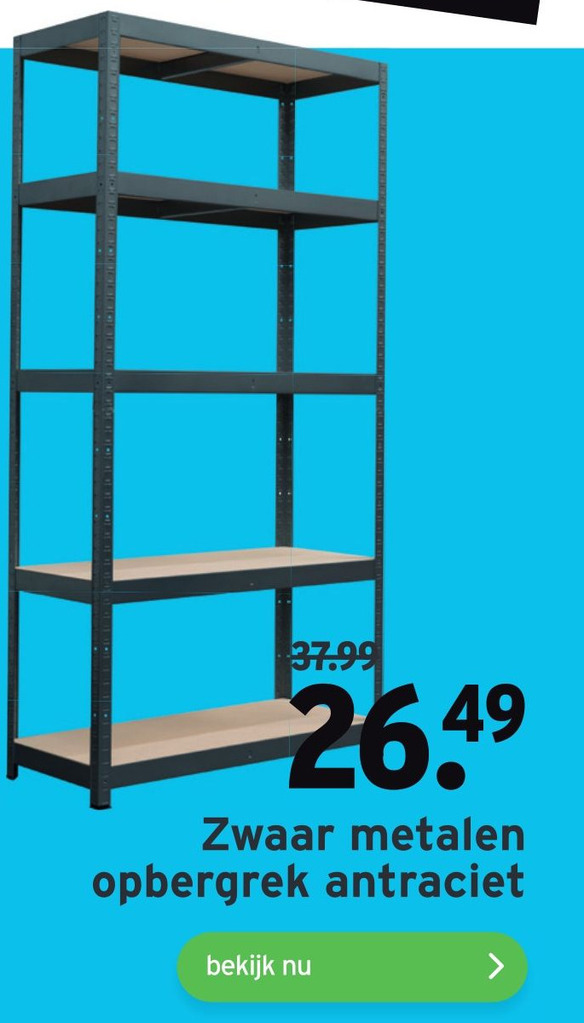 Zwaar metalen opbergrek antraciet aanbieding bij GAMMA